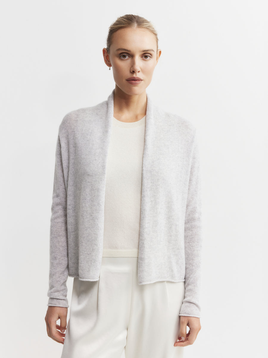 Essential Cashmere Featherweight Cardigan - Grey Melange – Elle & Riley ...