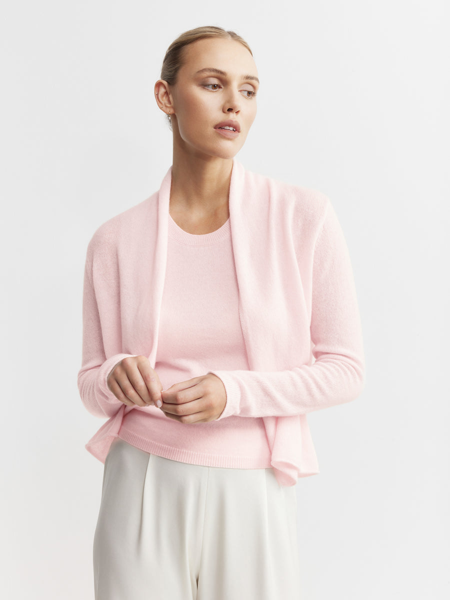 Essential Cashmere Featherweight Cardigan - Powder Pink – Elle & Riley ...
