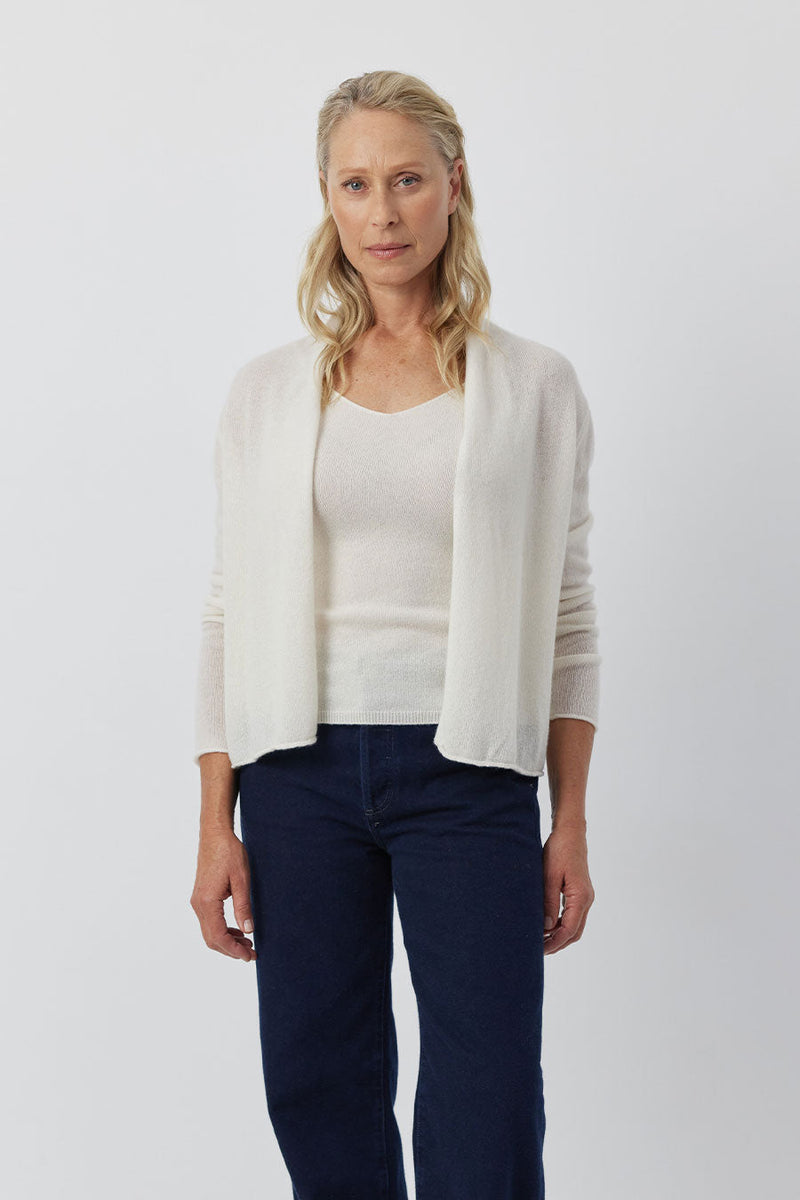 Essential Cashmere Featherweight Cardigan - Cream – Elle & Riley Cashmere